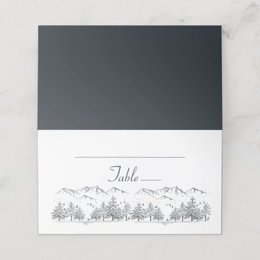 Winter Wedding Mountain Rustic, Country Slate Gray Place Card | Zazzle