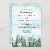 Winter wedding pine trees snowy invitation | Zazzle