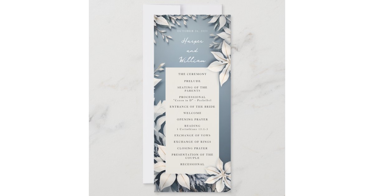 Winter wedding program | Zazzle