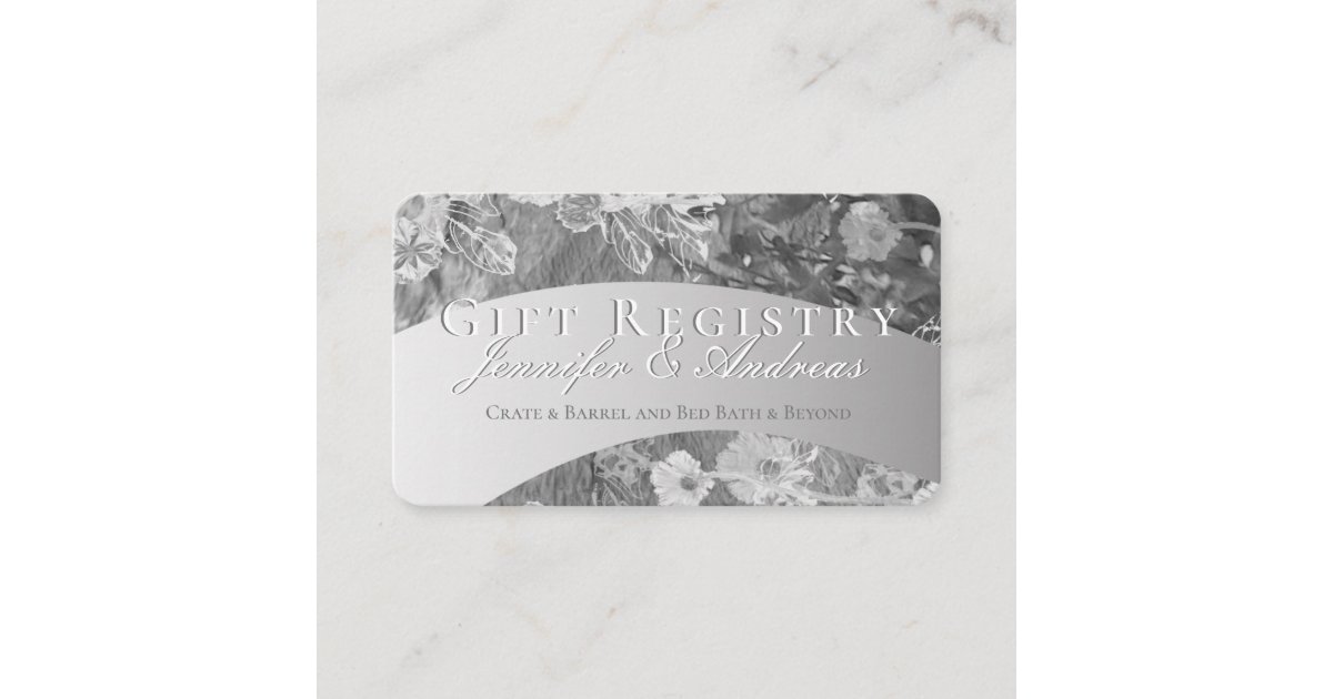 Winter Wedding Silver Gift Registry Enclosure Card | Zazzle