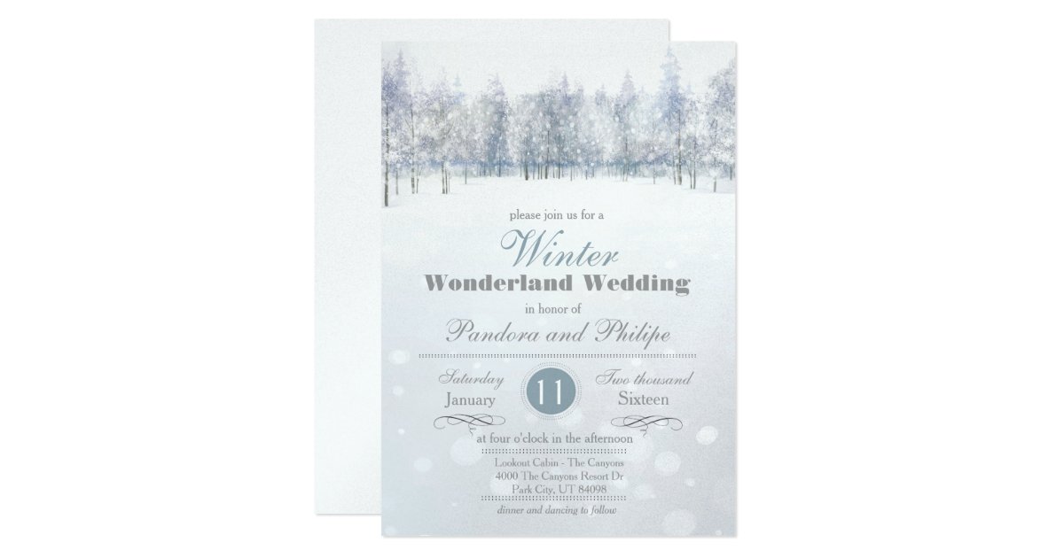 Winter Wedding Snow Tree Invitation | Zazzle.com