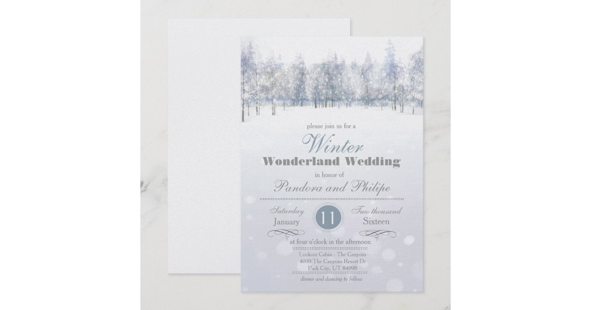 Winter Wedding Snow Tree Invitation | Zazzle