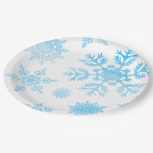 Winter Wedding Snowflake Dinner Paper Plates | Zazzle