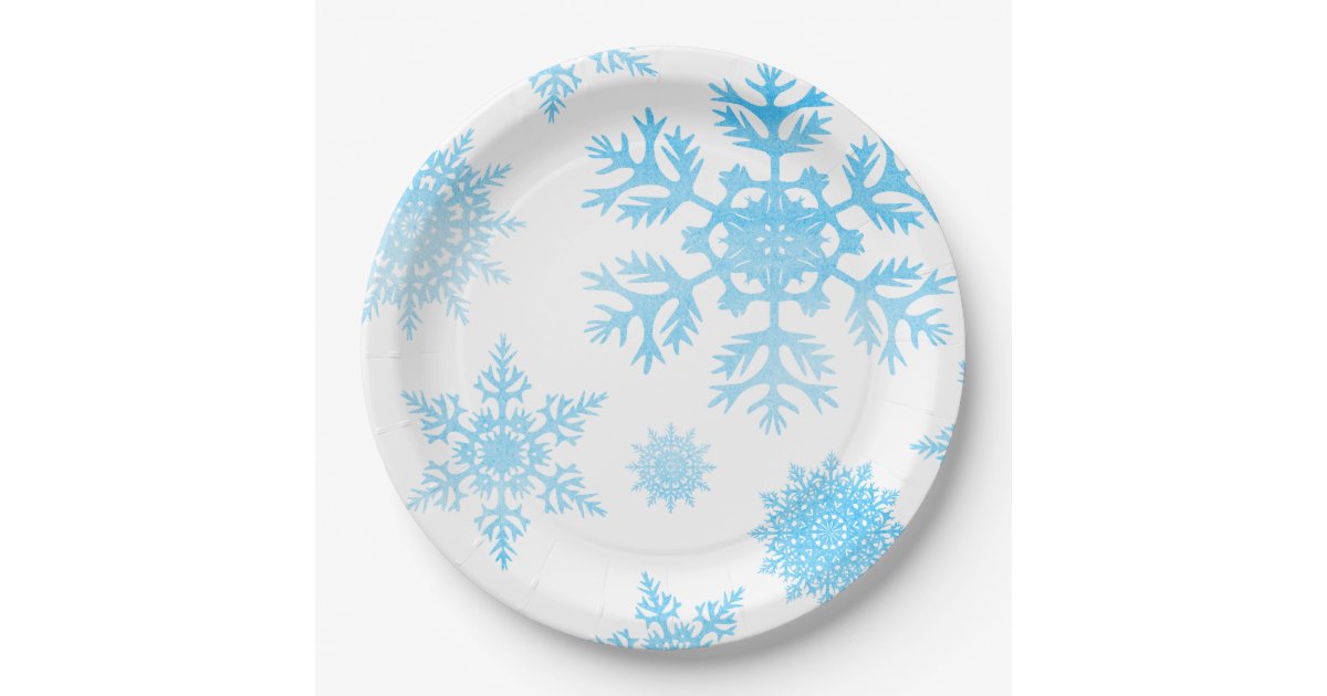 Winter Wedding Snowflake Dinner Paper Plates | Zazzle