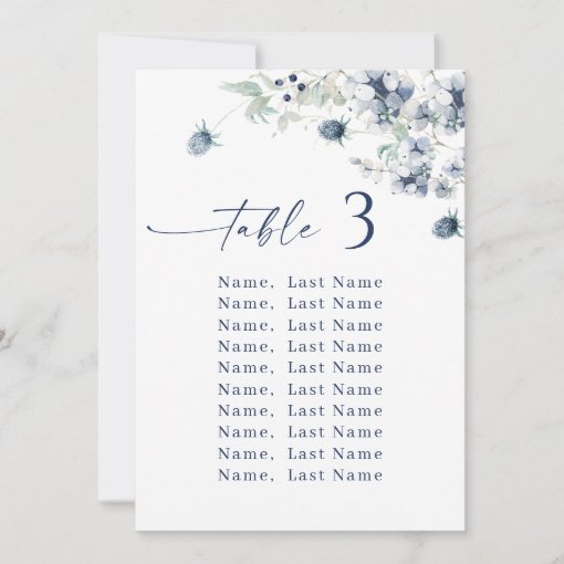 Winter Wedding Table Number Seating Chart Cards | Zazzle
