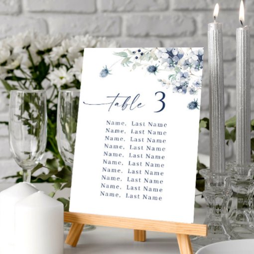 Winter Wedding Table Number Seating Chart Cards | Zazzle