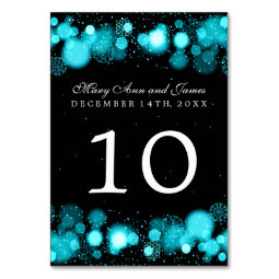 Winter Wedding Table Number Turquoise | Zazzle
