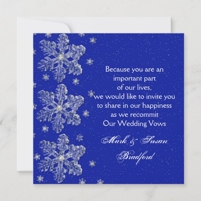 Winter Wedding Vow Renewal Inviation - Blue/snow Invitation | Zazzle.com