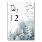 Winter Wedding Watercolor Snow Forest Editable Table Number | Zazzle