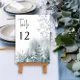 Winter Wedding Watercolor Snow Forest Editable Table Number | Zazzle