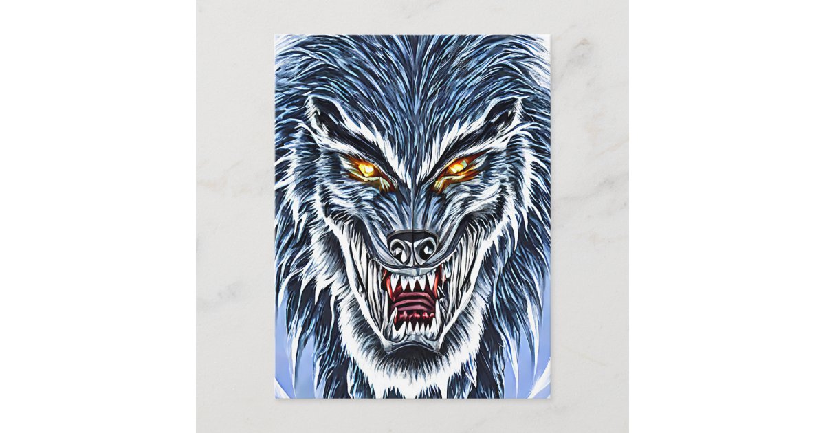 Winter Werewolf Fantasy Dark horror art Postcard | Zazzle
