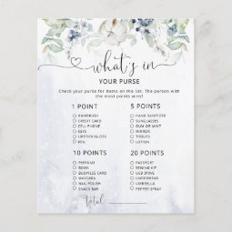 Winter whats in your purse baby shower game | Zazzle