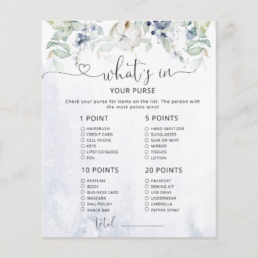 Winter whats in your purse baby shower game | Zazzle
