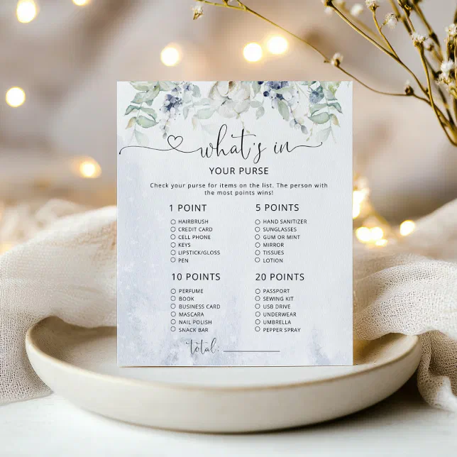 Winter whats in your purse baby shower game | Zazzle