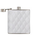 winter white faux leather graphic hipster hip flask | Zazzle