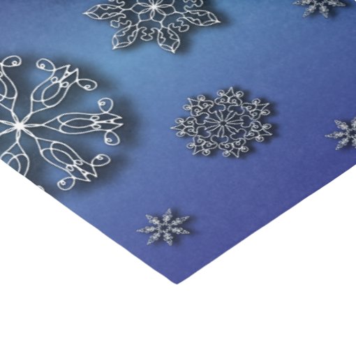 Winter White Papercut Snowflakes On Blue Tissue Paper | Zazzle