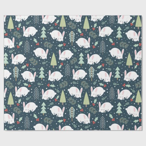 Winter White Snow Bunny Wrapping Paper | Zazzle