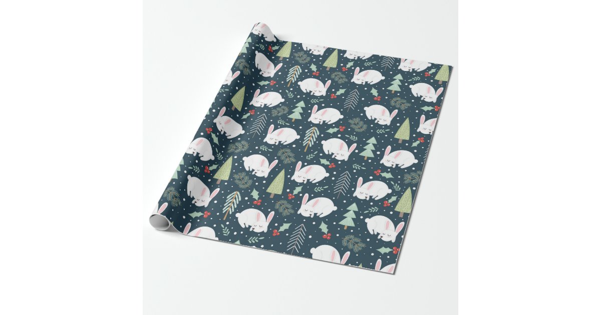 Winter White Snow Bunny Wrapping Paper | Zazzle