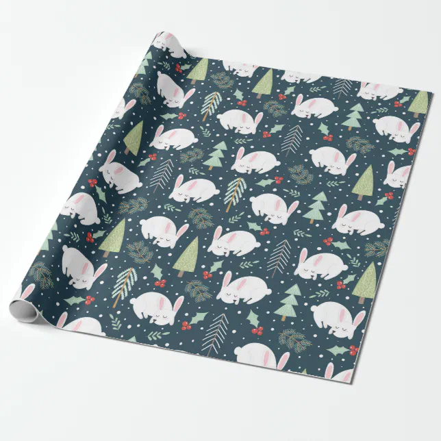 Winter White Snow Bunny Wrapping Paper | Zazzle