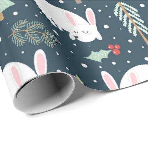 Winter White Snow Bunny Wrapping Paper | Zazzle