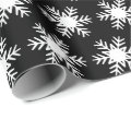 Winter White Snowflake Christmas Holiday Black Wrapping Paper | Zazzle