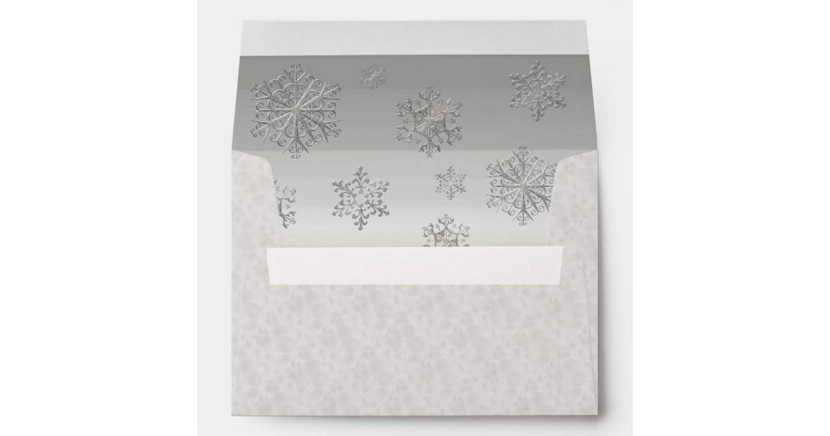 Winter White Snowflakes Wedding Custom Envelope | Zazzle