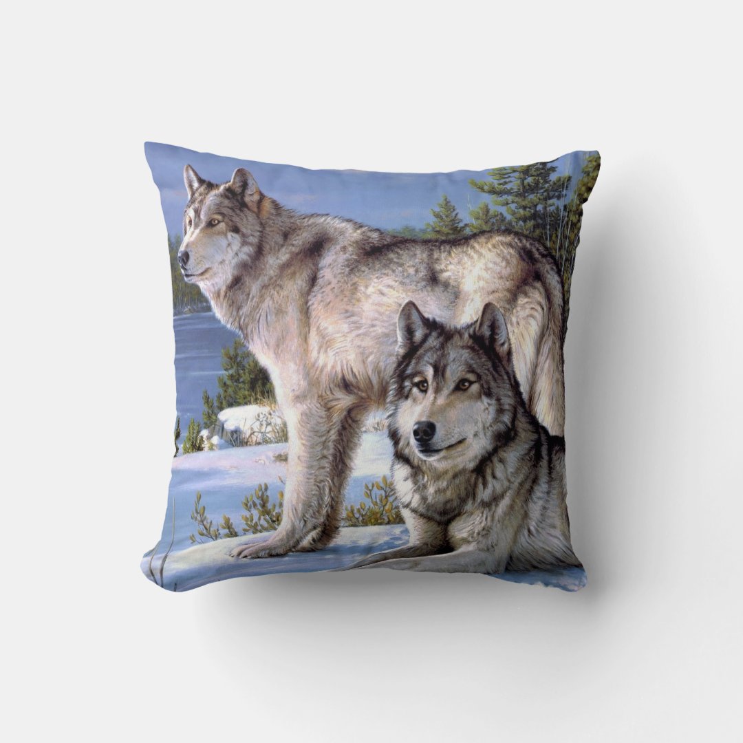 Winter Wolf Pillow | Zazzle