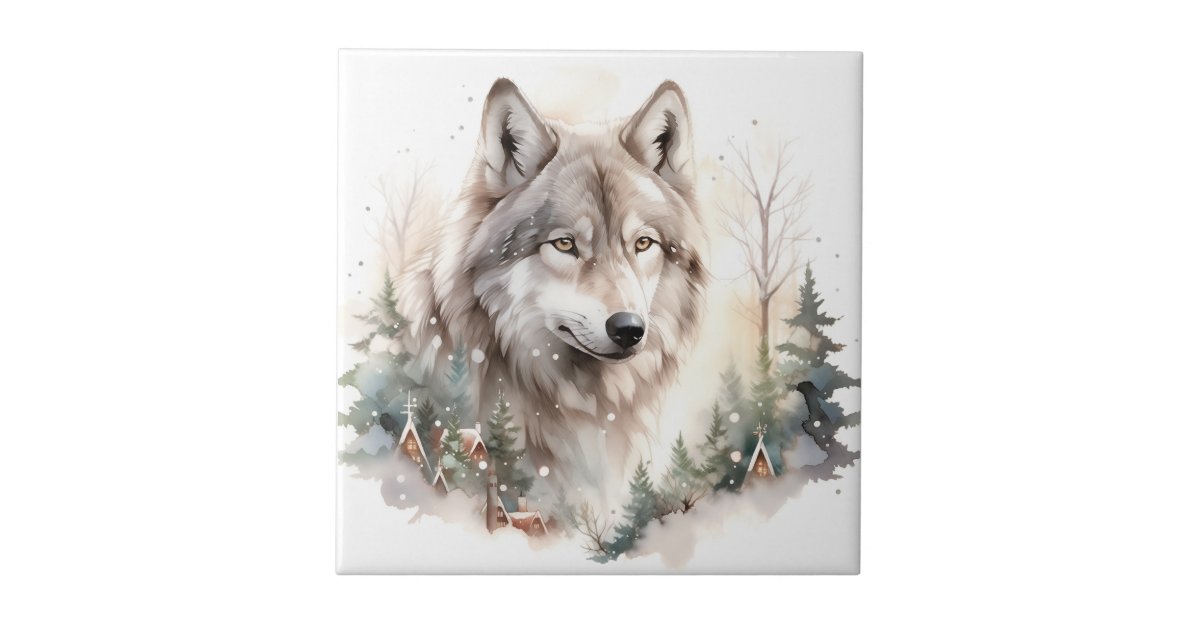 Winter Wolf Tile | Zazzle