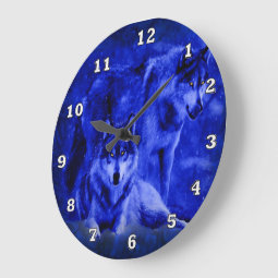 Winter Wolves Wolf Clocks | Zazzle