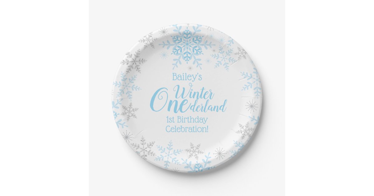 Winter Wonderland 1st Birthday Blue Snowflakes Paper Plate Zazzle winter-wonderland-1st-birthday-blue-snowflakes-paper-plate-zazzle