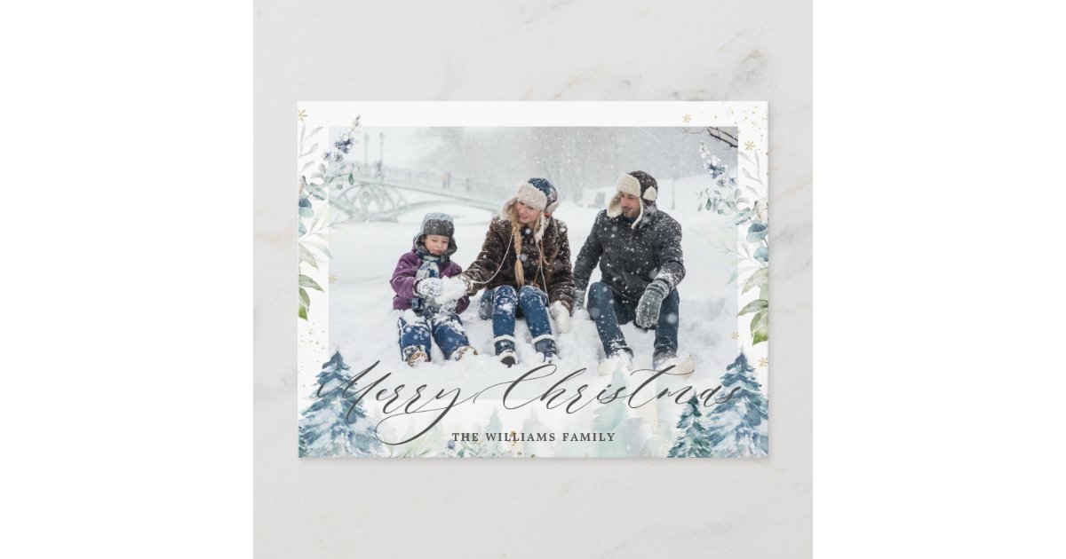 Winter Wonderland Alpine Merry Christmas Photo Postcard | Zazzle
