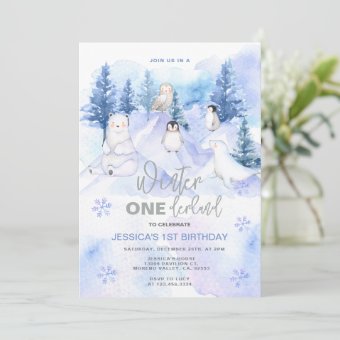 Winter Wonderland Arctic Animals Birthday Invitation | Zazzle