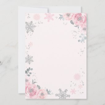Winter Wonderland Birthday Silver Pink Snowflake Invitation | Zazzle