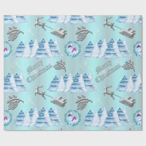 Winter Wonderland Blue and Silver Christmas Wrapping Paper | Zazzle