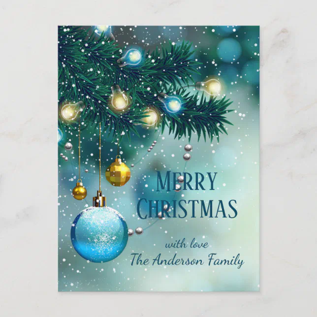 Winter Wonderland Blue Christmas Baubles Postcard | Zazzle