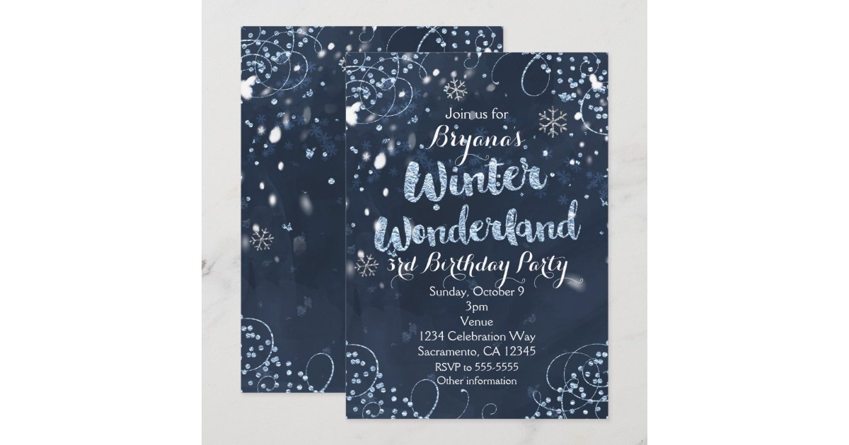 Winter Wonderland Blue Elegant Party Invitations | Zazzle