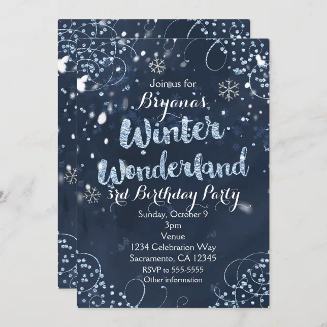 Winter Wonderland Blue Elegant Party Invitations | Zazzle