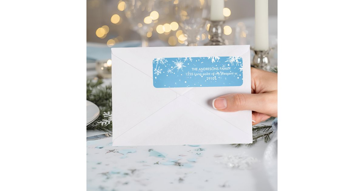 Winter Wonderland Blue Snowflake Label | Zazzle