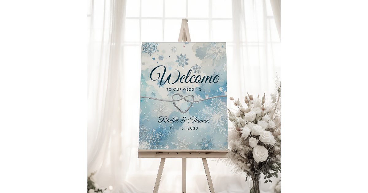 Winter Wonderland Blue Wedding Welcome Sign | Zazzle
