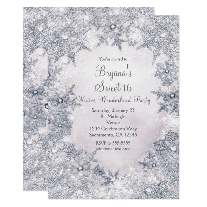 Winter Wonderland Blue White Elegant Snowflakes Invitation | Zazzle.com