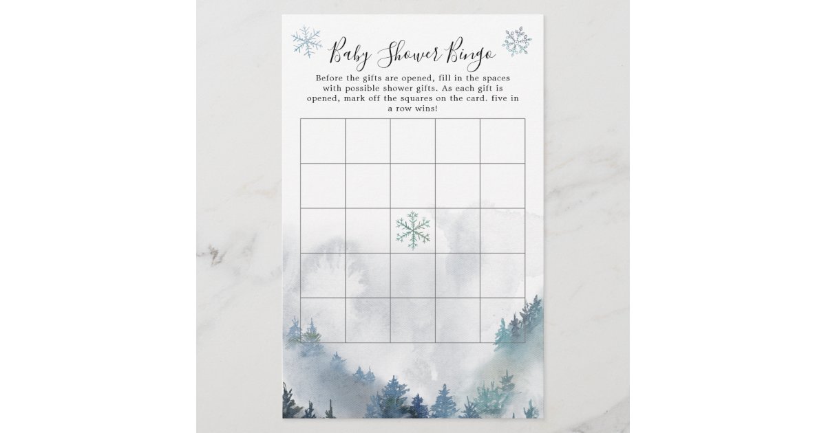 Winter Wonderland Boy Baby Shower Bingo Game | Zazzle