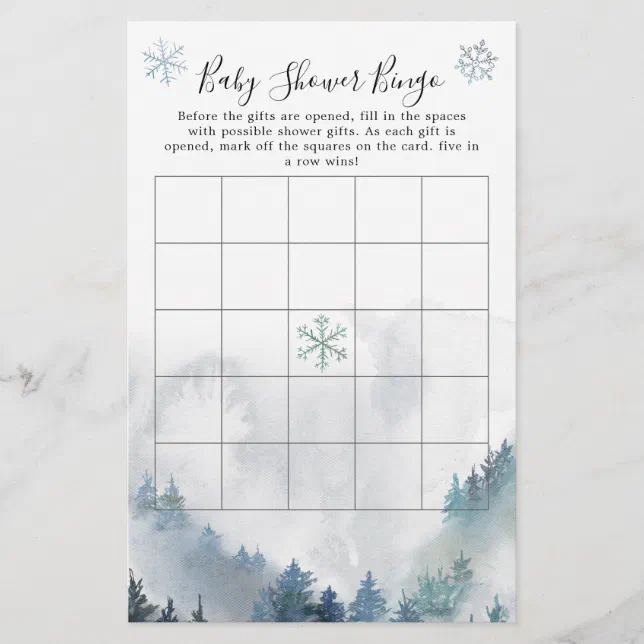 Winter Wonderland Boy Baby Shower Bingo Game | Zazzle