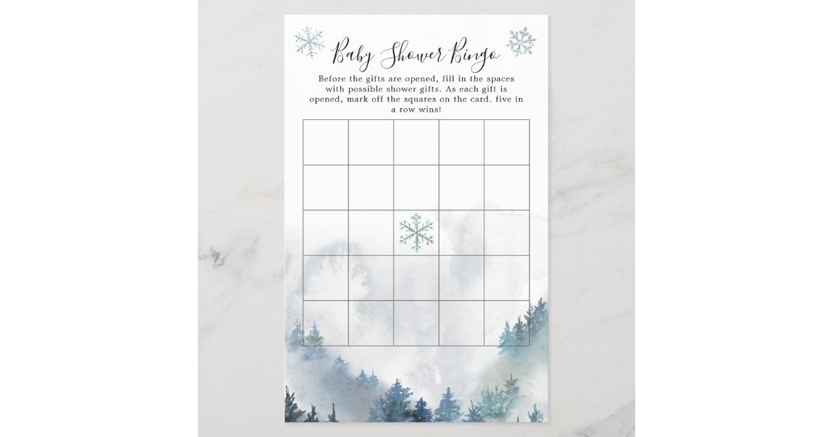 Winter Wonderland Boy Baby Shower Bingo Game | Zazzle