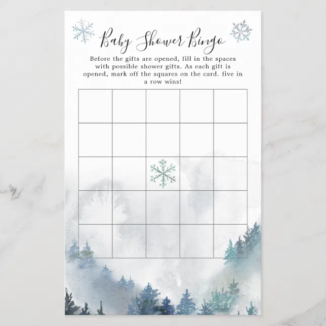 Winter Wonderland Boy Baby Shower Bingo Game | Zazzle