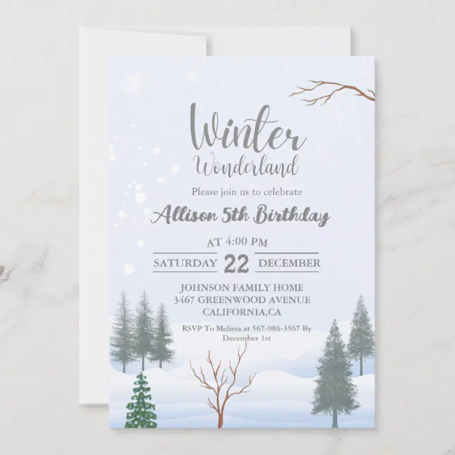 Winter Wonderland Christmas Birthday Holiday Party Invitation | Zazzle