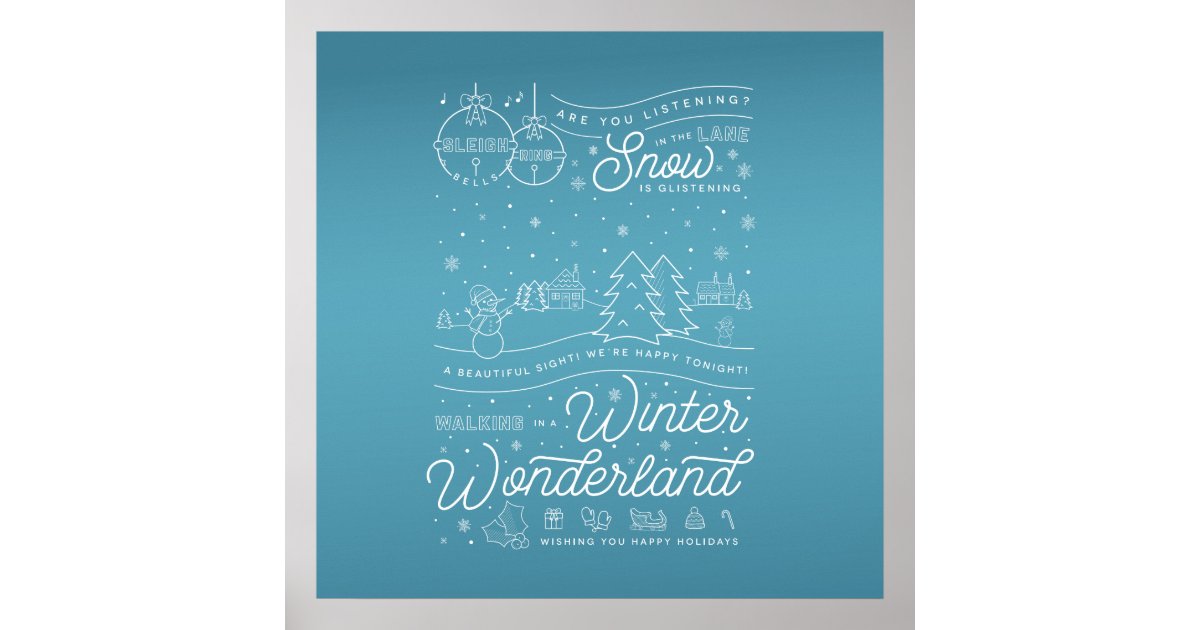 Winter Wonderland Christmas Poster 24x24 / Blue | Zazzle