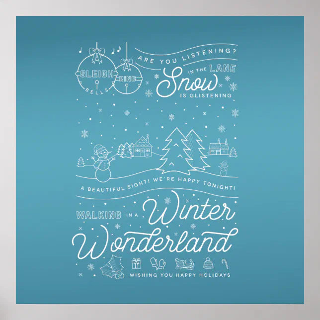 Winter Wonderland Christmas Poster 24x24 / Blue | Zazzle