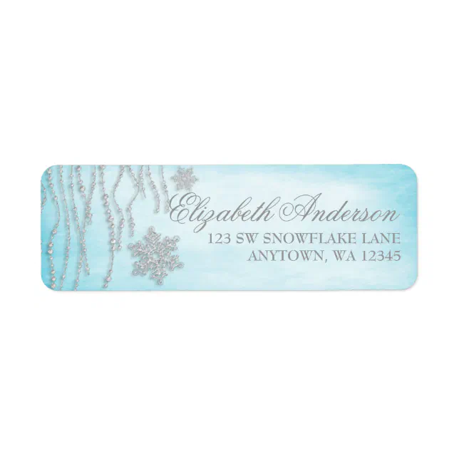 Winter Wonderland Diamond Snowflake Address Labels | Zazzle
