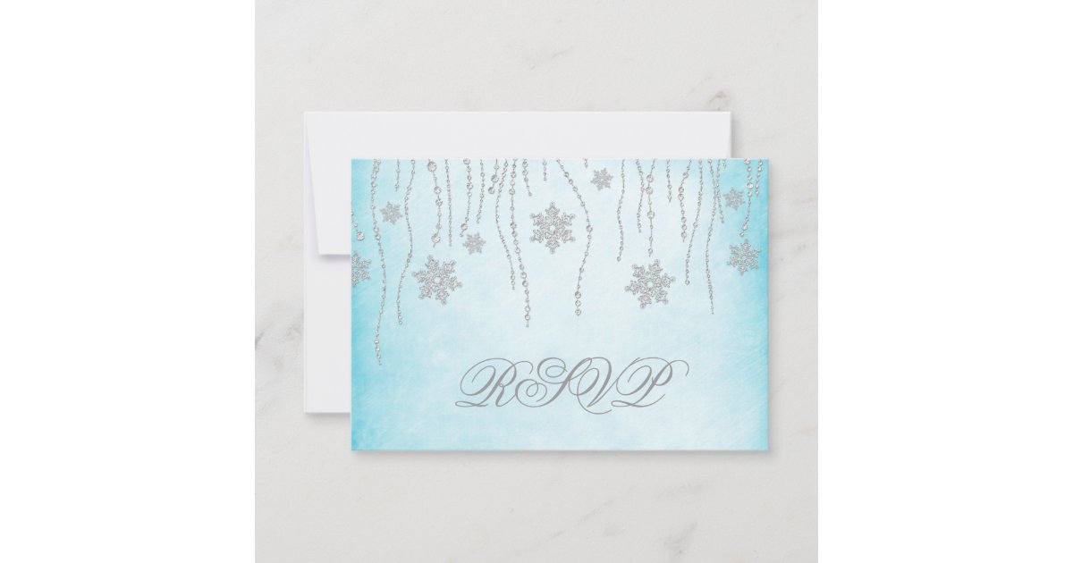 Winter Wonderland Diamond Snowflakes RSVP Card | Zazzle
