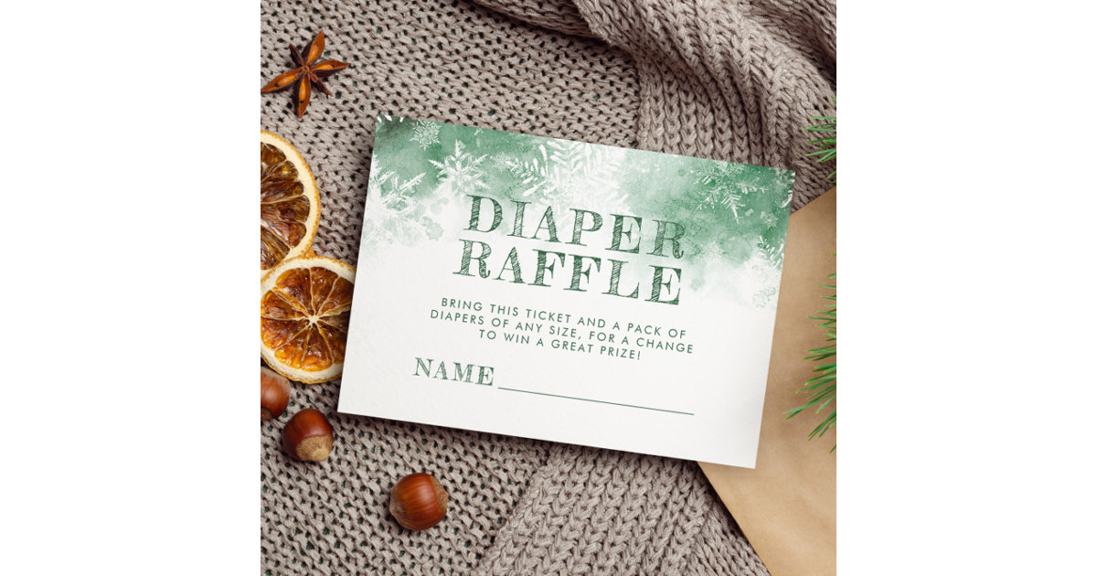Winter wonderland diaper raffle baby shower enclosure card | Zazzle
